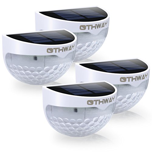 OTHWAY Solar Fence Post Lights Wall Mount Decorative Deck Lighting, White, 4 Packs