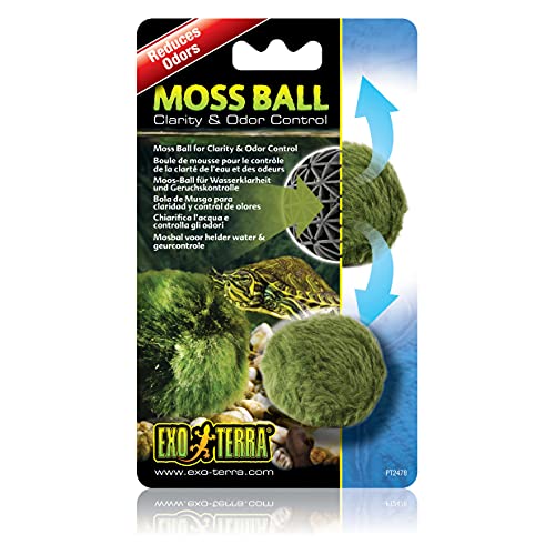 PENN-PLAX Reptology Turtle Topper β Black Color & Exo Terra Moss Ball, Water Clarity and Odor Control for Aqua-Terrariums, PT2478, White