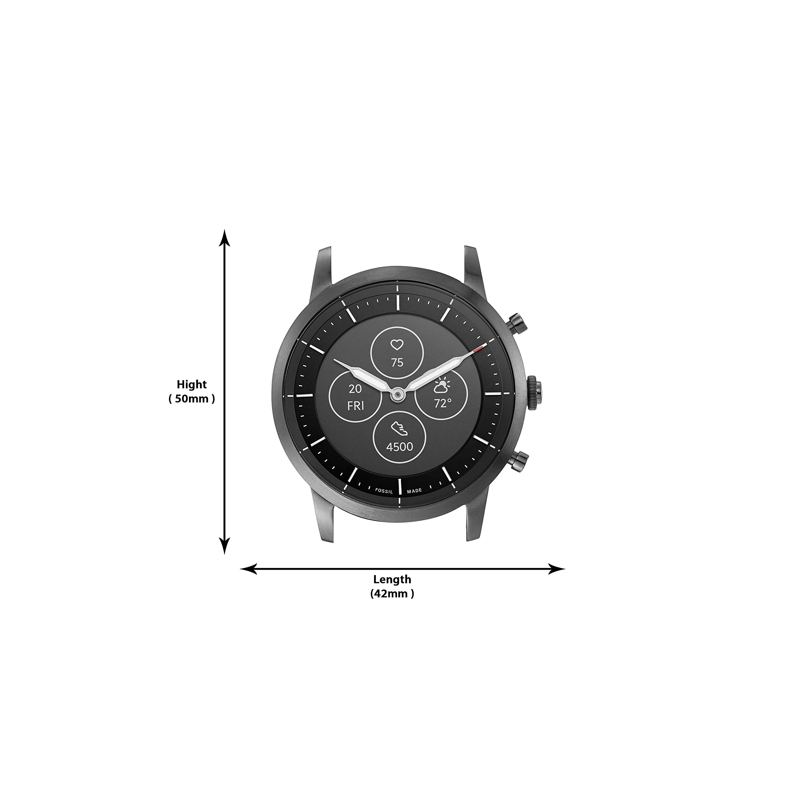 Fossil Men's 42mm Collider Stainless Steel Hybrid HR Smart Watch, Color: Smoke (Model: FTW7009)