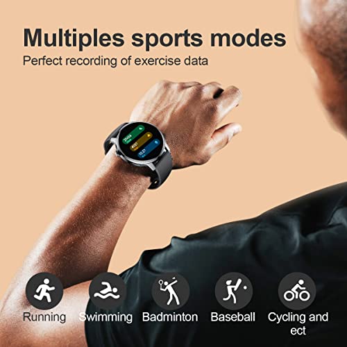 TOYCOD Smart Watch with Text & Call(Answer/Make), Bluetooth Fitness Tracker with 1.28β Round Touch Screen, IP68 Waterproof Heart Rate Blood Pressure Sleep Monitor, Activity Tracker, for Android iOS