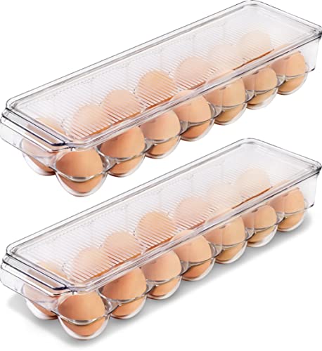 Utopia Home (Pack of 8 Pantry Organizers and Egg Trays β Pack of 6 Medium Organizers for Refrigerator, Kitchen & Storage Racks β Pack of 2 Egg Trays With Lid & Handle β Clear Plastic Holders