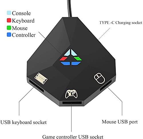 Wired Keyboard and Mouse Adapter for Nintendo Switch/PS4/PS3/Xbox One/Xbox 360 Host Series & for Nintendo Switch Console, Mouse and Keyboard Converter Support Custom Mapping & Reset Button Function