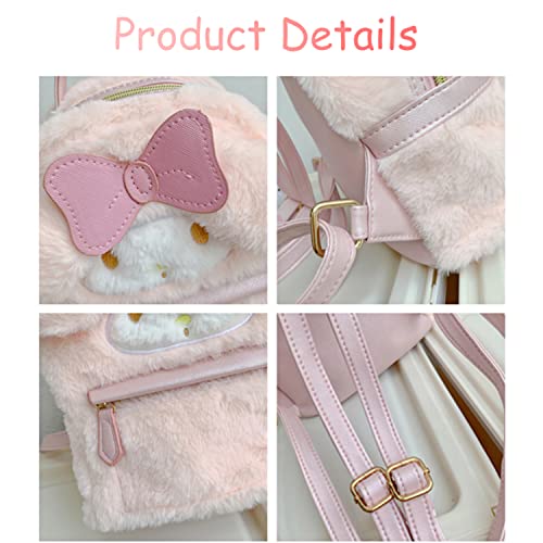 SHOCKTU My Melody Backpack, Cinnamoroll Bag Cute Cartoon School Bag Plush Shoulder Bag Handbag (WHITE)