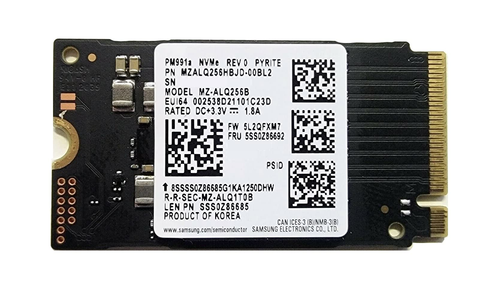 OEM Samsung MZALQ256B 256GB M.2 PCIe NVME Solid State Drive SSD MZALQ256HBJD 42mm 2242 Form Factor M Key