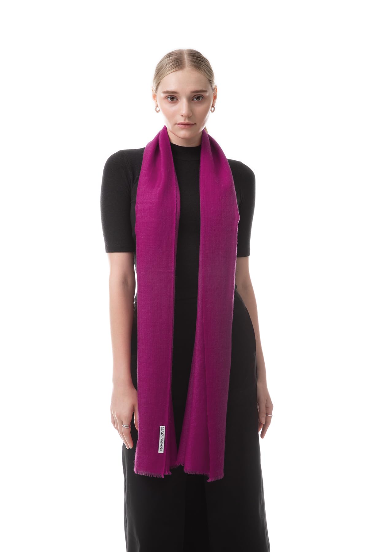 Maya Sapana 100% Cashmere from Himalaya – Prestige Woven Wrap Shawl Extra Large Scarf Stole for women (Beetroot Purple)
