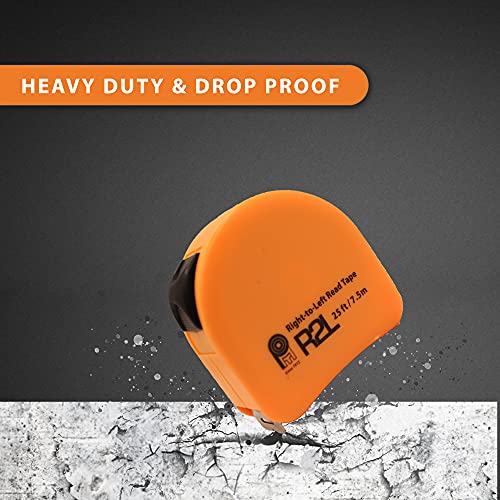 PERFECT MEASURING TAPE Left Handed Tape Measure with Right-to-Left Read - Measurement Reading Made Easy - Steel Hi-Visibility Orange Tape Measure 25ft/7.5m (Model RL-02)