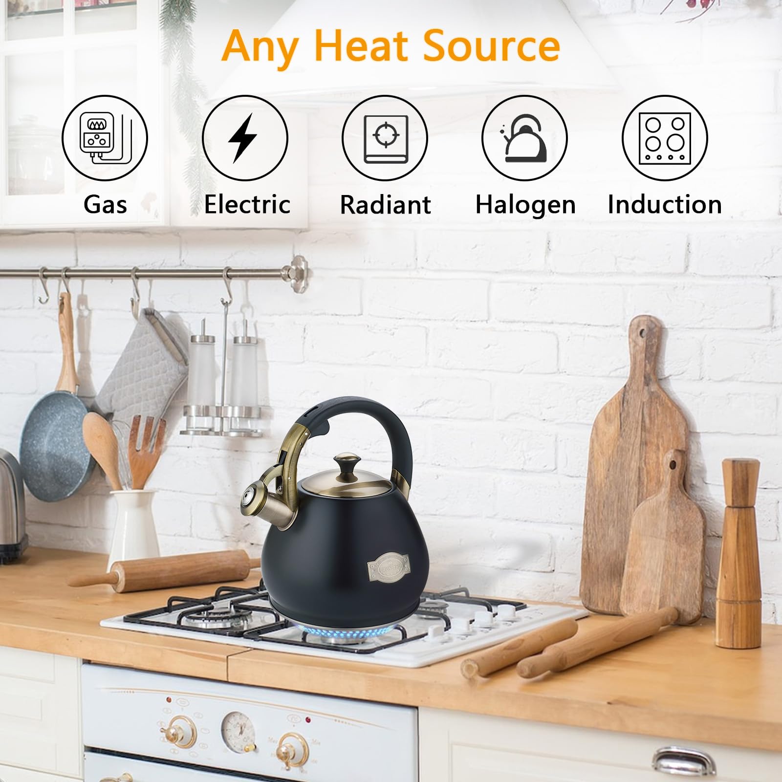 Tea Kettle Stovetop Whistling Kettle Teapot, 3Quart Tea Pot Stainless Steel Teakettle for Stove Top with Heat Proof Ergonomic Handle
