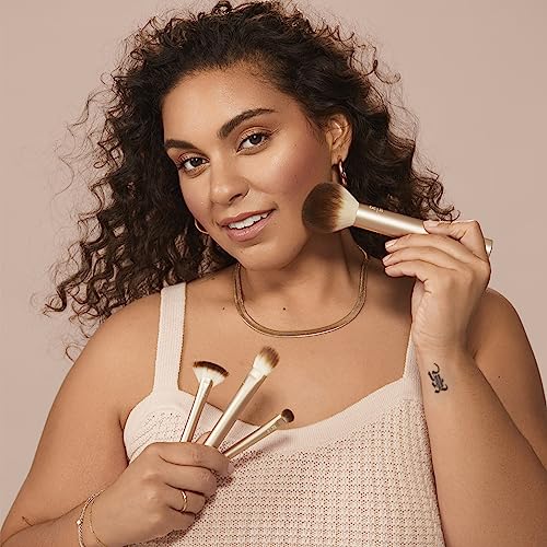 Real Techniques Au Naturale Makeup Brush Kit, For Foundation, Powder, Eyeshadow, Blush, Bronzer, & Concealer, Premium Quality Face Brushes, 9 Piece Set