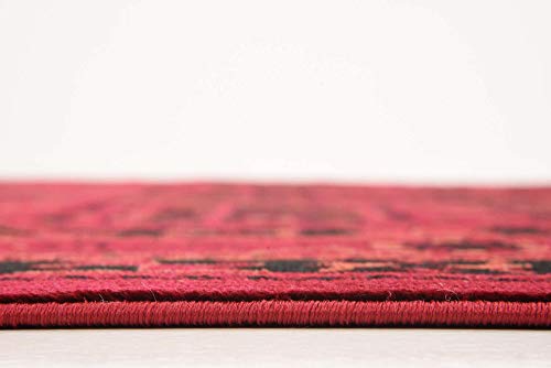Unique Loom Tekke Collection Area Rug - Sheibani (6' 1" x 9' Rectangle, Red/ Black)