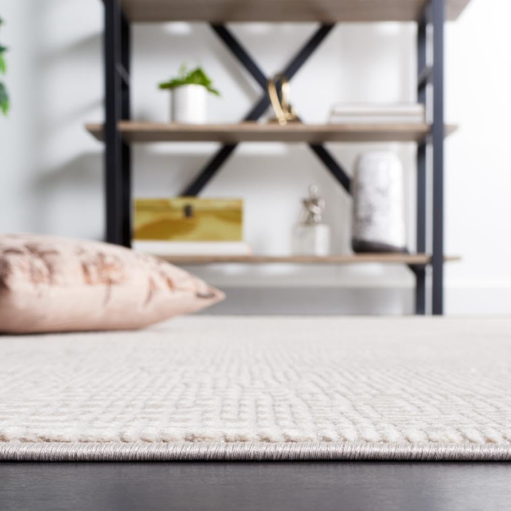 SAFAVIEH Continental Collection Runner Rug - 8' Runner, Ivory & Beige, Contemporary Design, Stain Resistant, Ideal for High Traffic Areas in Hallway, Bathroom & Kitchen (CON102A-28)