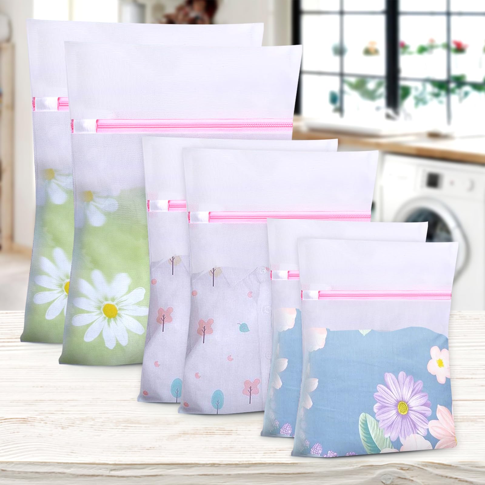 vivinin 6 PCS Mesh Laundry Bags for Delicates, 3 Size Laundry Bag with Premium Zipper, Laundry Bags Mesh Wash Bags for Travel Organizing, Delicate Laundry Bag With Premium(2 Large, 2 Medium, 2 Small)
