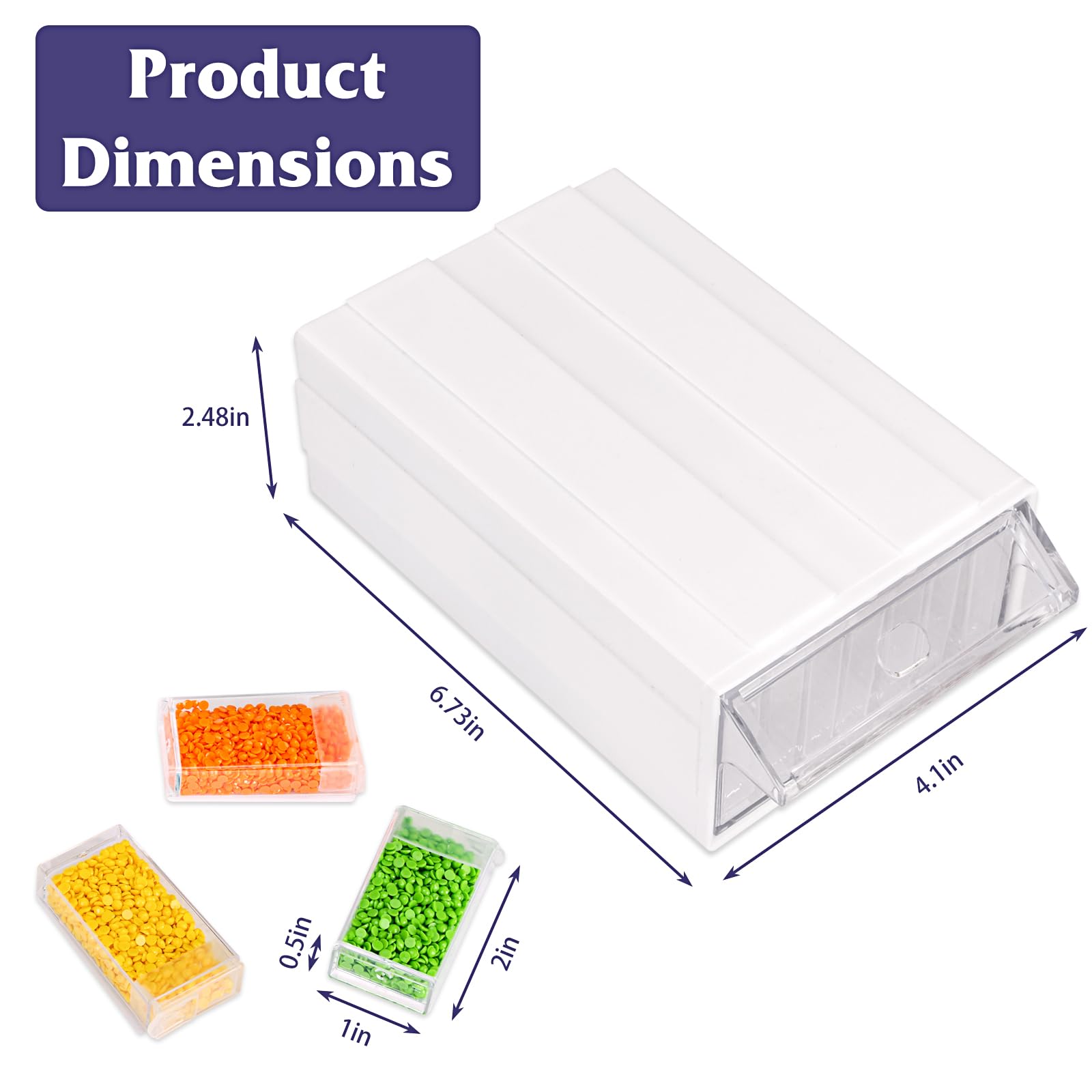 Quefe Diamond Painting Storage Containers, 148 Slots, Portable Bead Organizer, Storage Box Stackable Arts & Crafts Organizers for DIY Diamond Art Craft Jewelry Bead Storage