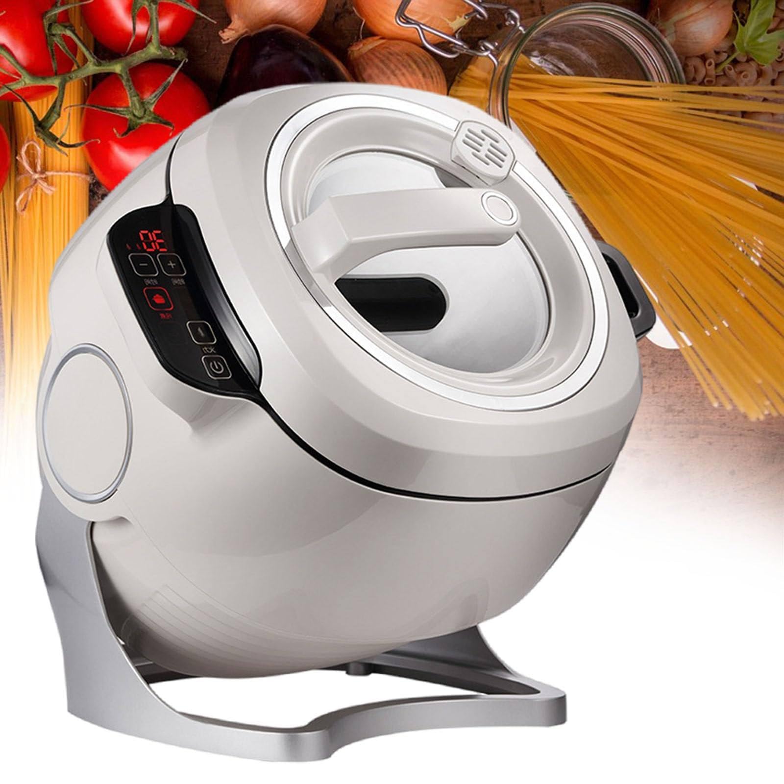 MOXOW Multi-Function Stir-Fry Machine Cooker, Auto Cooking Wok Fried Rice Machine 360° Automatic Rotation, Drum Type Stir Frying Machine for Stir Frying,Stewing,Cooking,110V