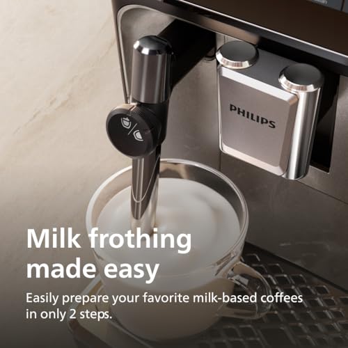 PHILIPS Series 2300 Fully Automatic Espresso Machine - 4 Hot Drinks, Fast Clean, 40% Quieter SilentBrew, Aquaclean Filter, Matte Black (EP2330/10)