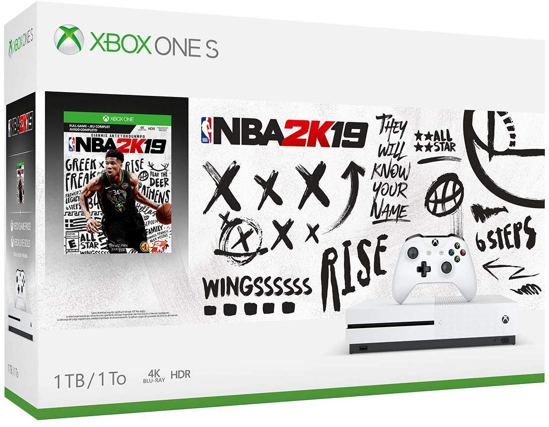 Xbox One S 1TB NBA 2K19 Red Dead Bonus Bundle: Red Dead Redemption 2, NBA 2K19 Game, Xbox One S 1TB Console, Xbox Wireless Controller, Choose Your Favorite Game