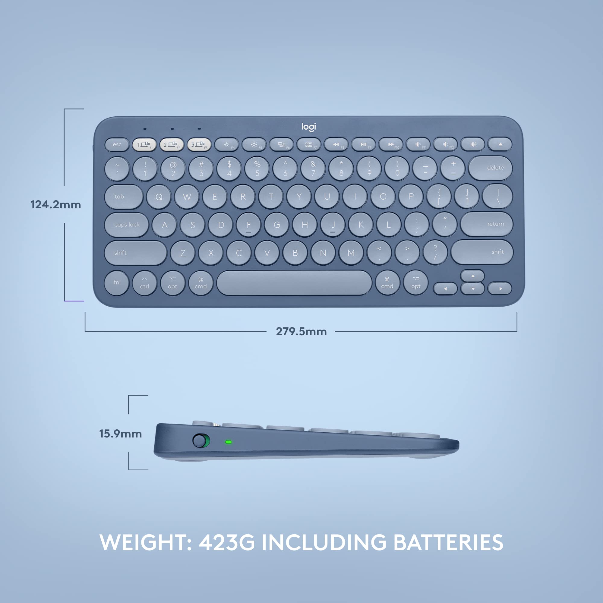 Logitech K380 Multi-Device Bluetooth Keyboard for Mac with Compact Slim Profile, Easy-Switch, 2 Year Battery, MacBook Pro/ Air/iMac/iPad Compatible - Blueberry