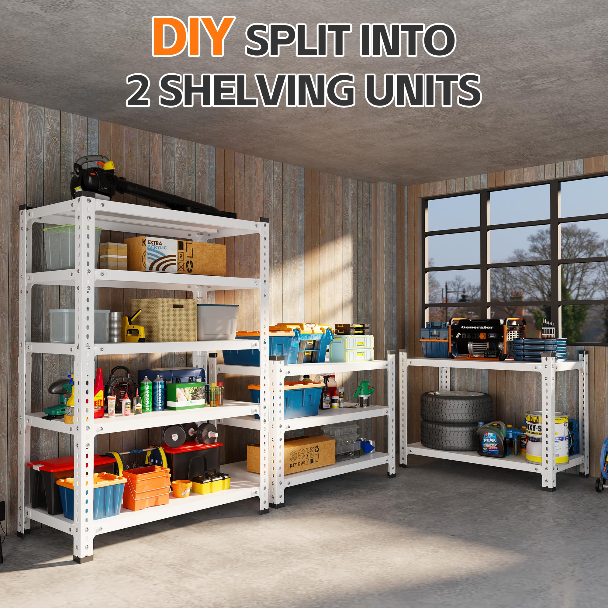 Qiaoxuan Garage Shelving Heavy Duty Adjustable Storage Garage Shelves, Metal Shelving Unit Garage Storage Rack, Utility Shelf for Garage, Basement, Pantry, Warehouse, 40" W x 16" D x 71" H (Blcak)