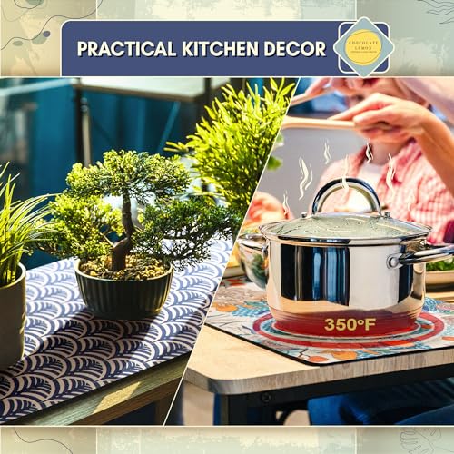 Long Dining Table Runner for Kitchen - Table Decor Trivet That Fits Farmhouse, Rustic and Boho Energy - Waterproof - Heat Resistant 350F - Handles Hot Dishes, Plates & Pots