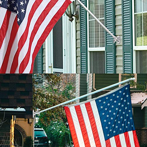 LOMETY Stainless Steel Heavy Duty Flag Pole Holder,Wall Mount House & Estate Flag Pole Bracket, Flag Pole mounting Bracket 2 Positions for 1“ Flag Pole (Silver)