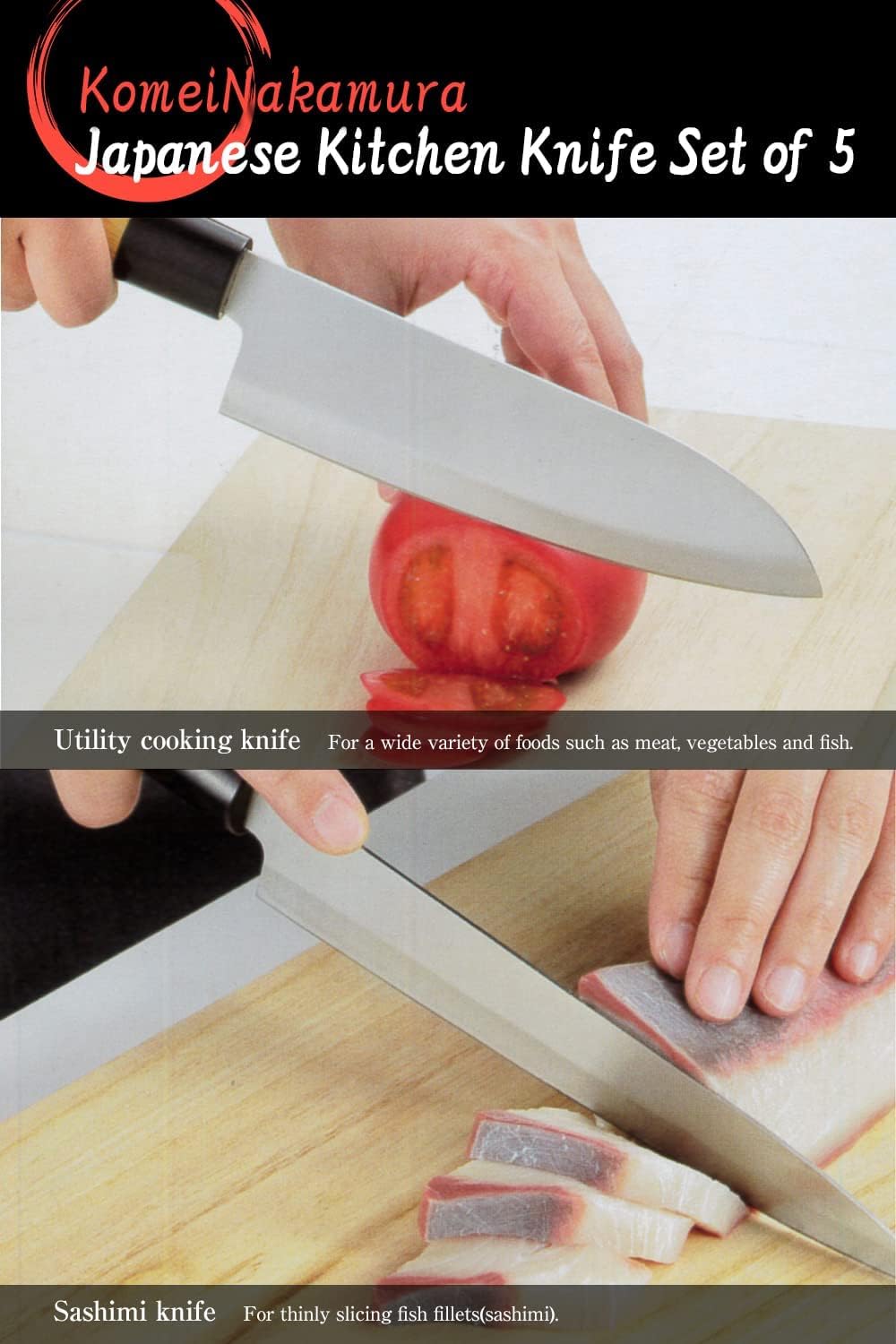TSTADVANCE Kitchen Knife Set Of 5 Produced By Komei Nakamura Including Sushi Knife Japanese