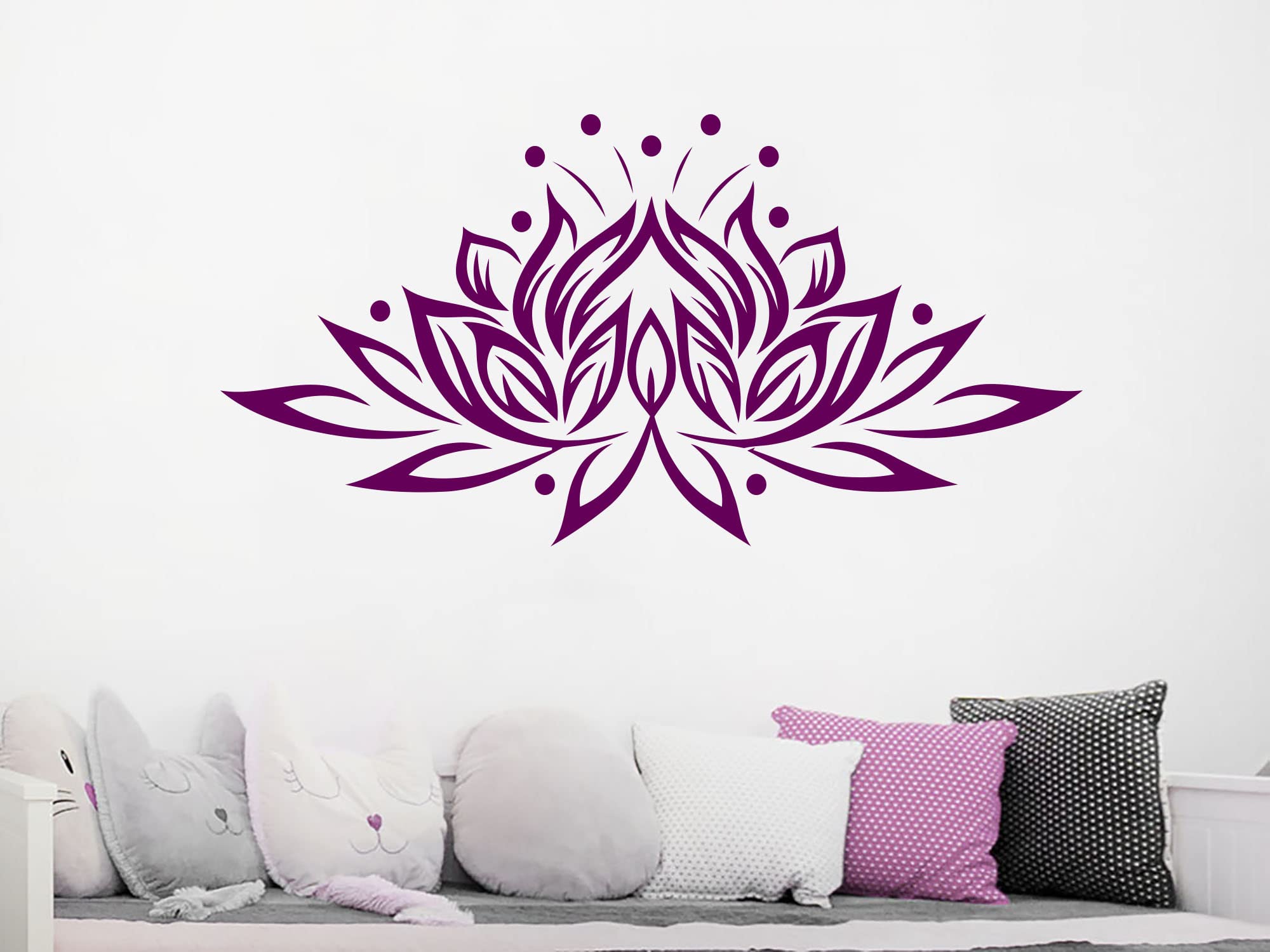 Lotus Flower Wall Decal. Yoga Studio Wall Decor. Bohemian Vinyl Sticker. Mandala Decals. Namaste Bedroom Wall Decor С813