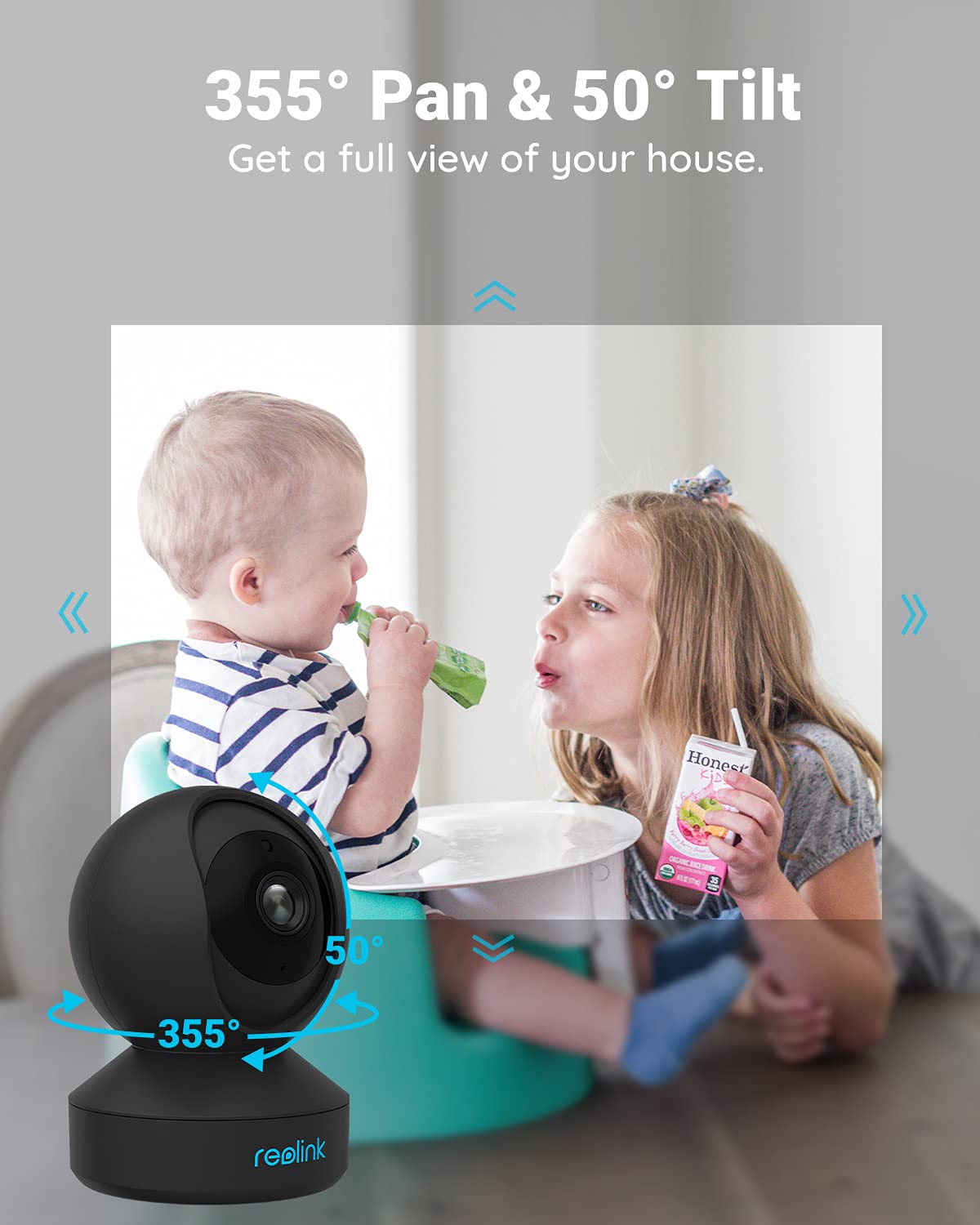 REOLINK 4MP PTZ Indoor Camera Bundle with 1080p Outdoor Spotlight Camera, Plug-in WiFi Cameras for Home Security, Two-Way Talk, Micro SD Card Storage (Up to 128GB), E1 Pro Lumus
