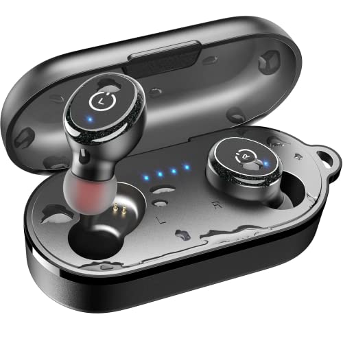 TOZO T10 Bluetooth 5.3 Wireless Earbuds with Wireless Charging Case IPX8 Waterproof Stereo Headphones in Ear Built in Mic Headset Premium Sound with Deep Bass for Sport Black (Renewed)