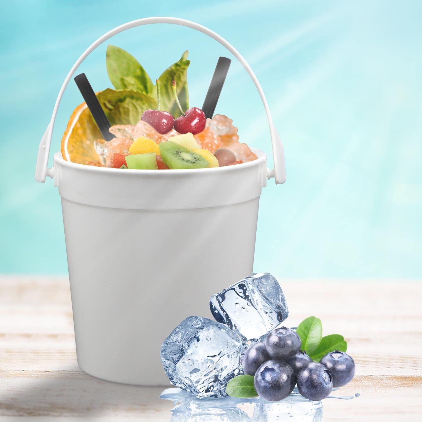 Loyilat 10Pack Plastic Cocktail Buckets For Drinks Anything But A Cup Party Ideas 32oz Reusable Punch Bowls 1 Liter Ice Bucket Smoothie Bucket Tea Glass Bottle Double Wall