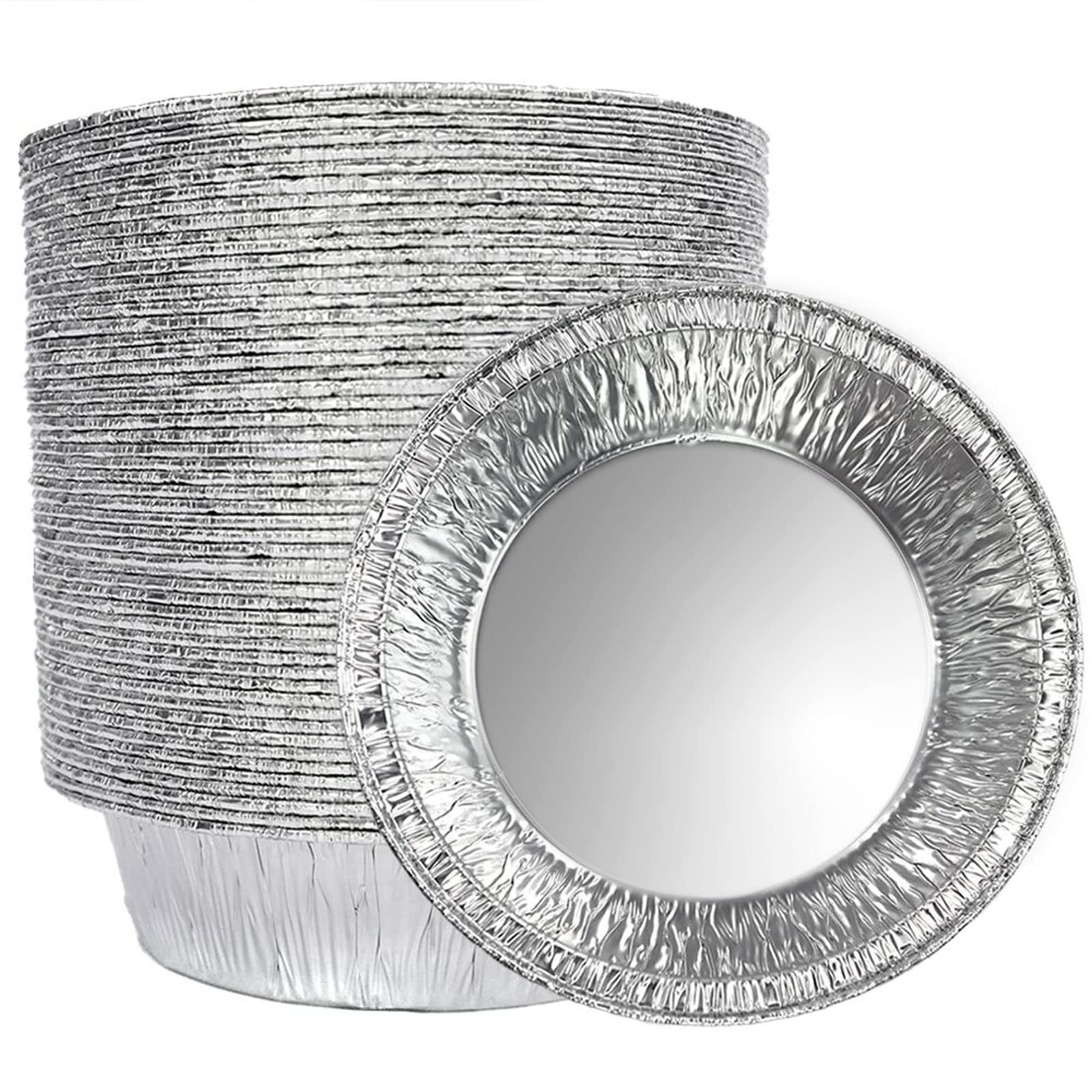 LOYUDEQIU 5 Inch Aluminum Foil Mini Pie Pans - Disposable Small Pie Tins For Bakeries, Cafes, Restaurants - Durable Mini Foil Pans for Pie, Fruit Tarts, Quiche (50, 5 Inch)