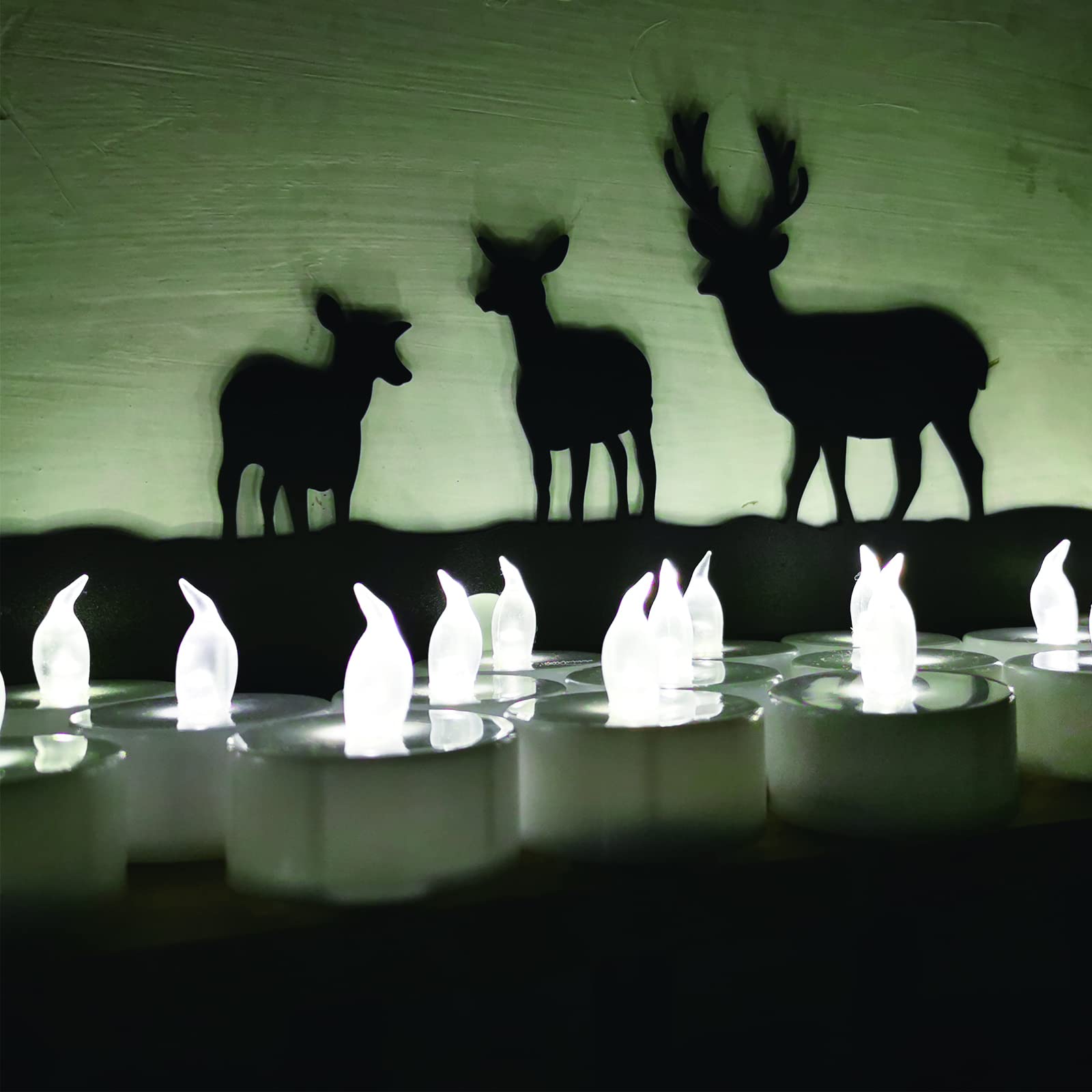 meSiYacu LED Tea Lights:24 Pack Battery Operated Tea Lights,Last Longer Realistic Tea Lights, Flickering Electric Tealights Candles, Flameless Tea Candles, Decoration for Christmas&Wedding (White)