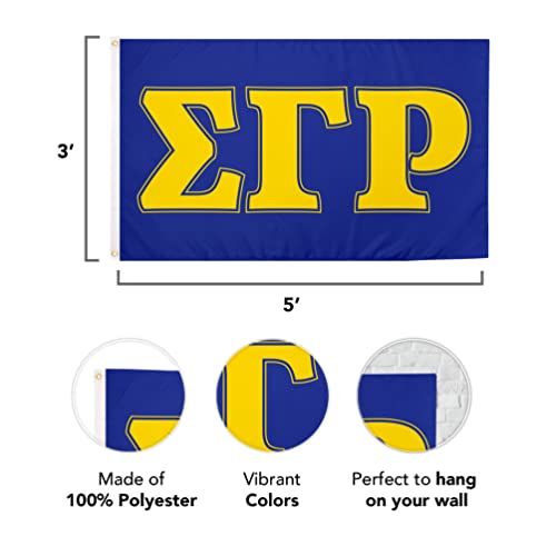 Sigma Gamma Rho Letter Fraternity Flag Greek Letter Use as a Banner Large 3 feet x 5 feet Feet Sign Decor