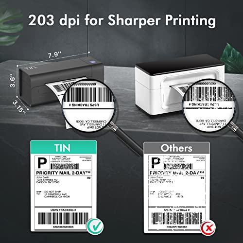 TIN Thermal Label Printer, Thermal Shipping Label Printer 4x6 for Small Business, Label Maker Compatible with Amazon, Ebay, Shopify, FedEx, UPS, USB Label Printer Supports Windows, MacOS, Chromebook