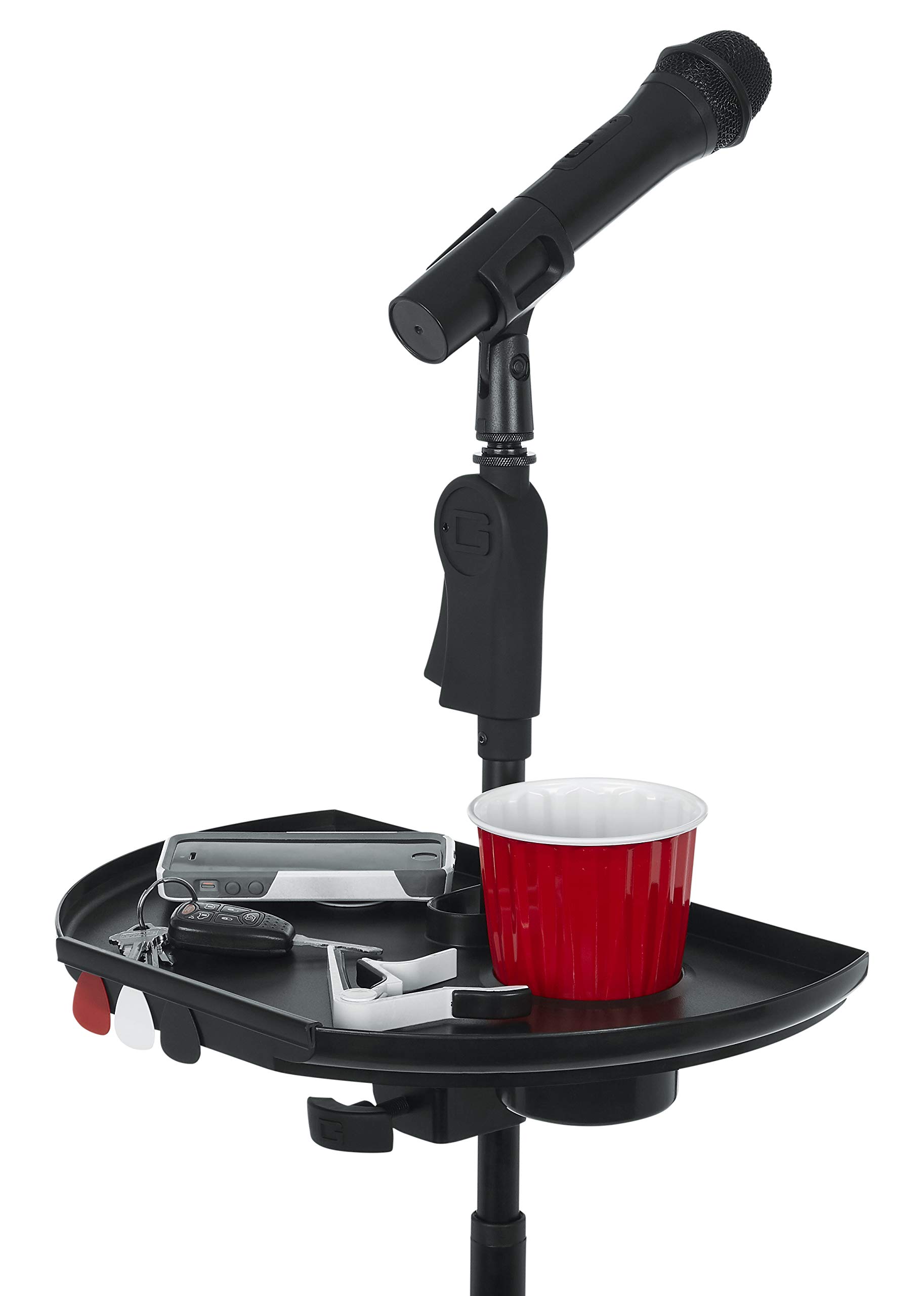 Gator FrameworksCases Clamp-On Microphone Stand Accessory Drink Holder and Guitar Pick Tab 14" x 9", Extra Large Tray (GFW-MICACCTRAYXL)
