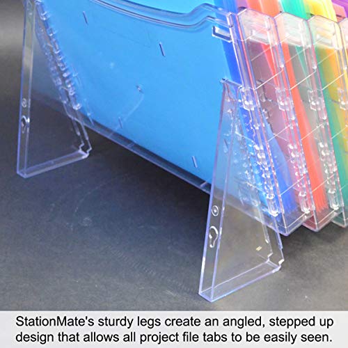 Ultimate Office StationMate StepUp Polystyrene File Desktop Organizer with 18, 3rd-Cut PocketFile Project Files, Clear