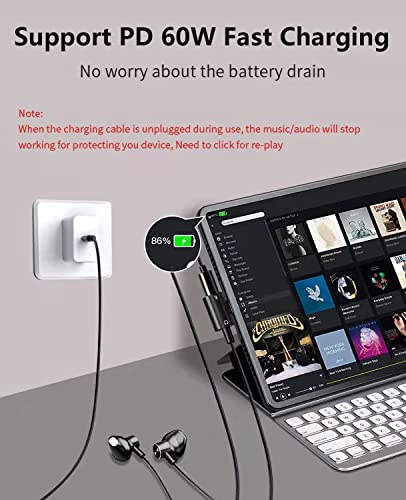 USB C to 3.5mm Headphone and Charger Adapter, 2 in 1 USB C to 3.5mm Headphone Jack Adapter Hi-Res DAC and Fast Charging Dongle Cord Compatible with Google Pixel 5 4 3 XL, Galaxy S22 S22+ S21, Note 20