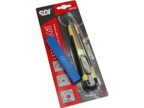 SDI-5414 Snap-off Utility Knife with 12 Set of Sk2+cr Blades, 9mm Rubber Grip Cutter for Right or Left Handed User