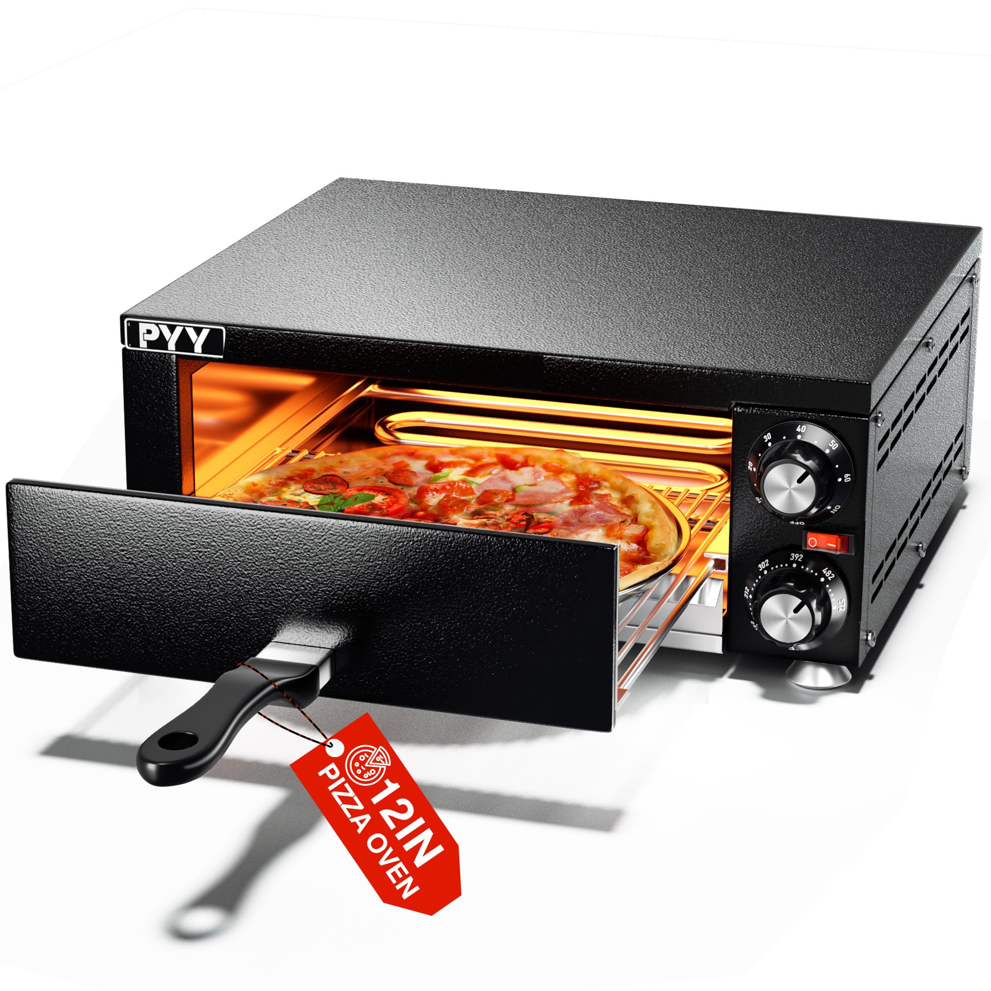 PYY Electric Pizza Oven Indoor Countertop Pizza Oven Commercial Pizza Maker Machine for Home with Timer Stainless Steel Pizza Cooker