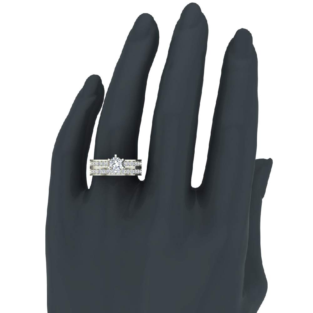 Glitz Design Classic Channel Engagement Ring Set Sparkling Diamond Wedding Set 1.25 ctw 14K Rose Gold (J, I1) Ring size 4
