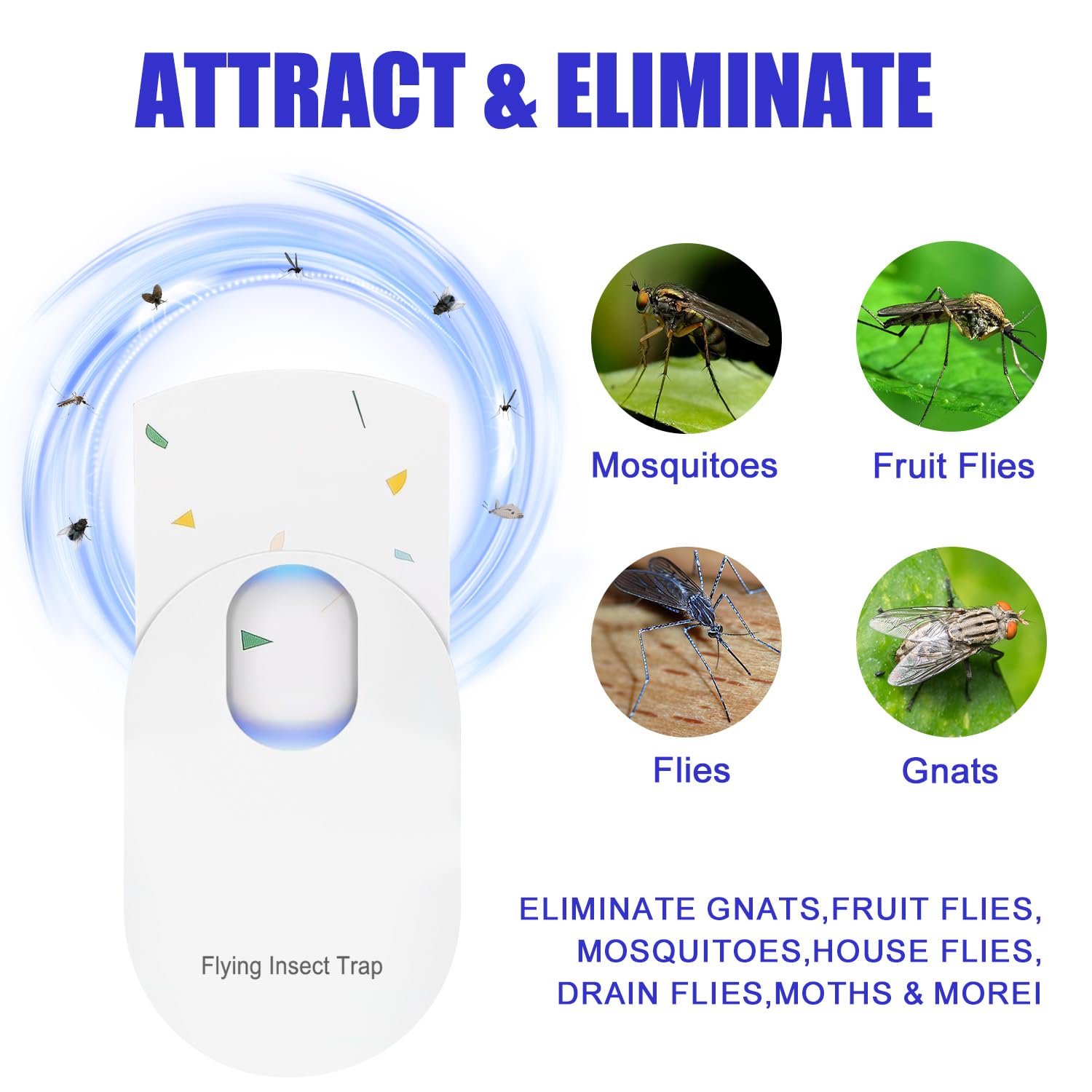 Swagon 2 Pack Upgraded Flying Insect Trap Plug-in,Fly Trap Indoor,Safe Home Fly Killer,Insect Catcher for Fruit Flies,Gnats,Moths,Mosquitoes,Bug UV Light Atrractant Trap(2 Device+10 Refill Glue Cards)
