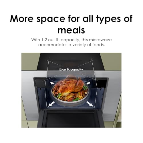 Samsung 1.2 cu. ft Convection Air Fry, Black Glass, MC12DB8700CKAA Countertop Microwave