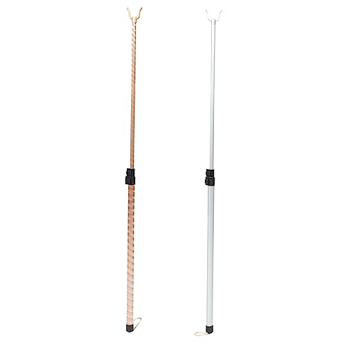 OKUMEYR 2pcs Stainless Steel Toilet Paper Holder Out Door Curtains Blinds Curtains Adjustable Closet Pole Retractable Reach Stick Washing Line Clothes Reaching Pole Clothes Fork Rod CD