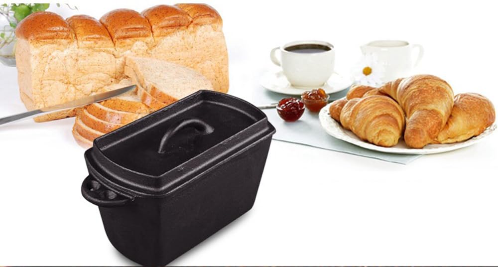 Voulosimi Cast Iron Loaf Oven Pan - Rectangular Baking Pan for home baking (1 PCS, 4.33"x4.92"x8.66")