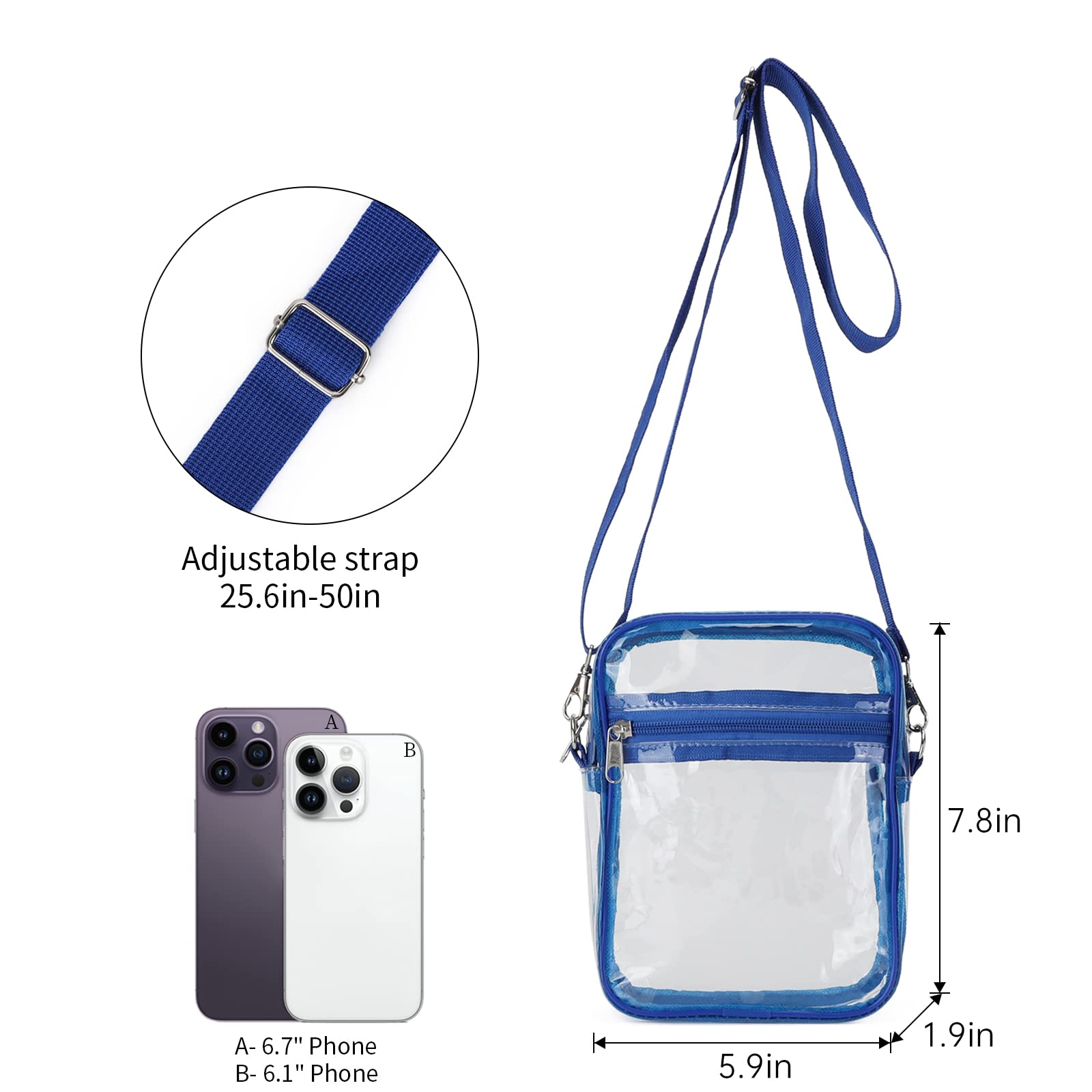 MAXWISE Clear Crossbody Bag, Stadium Approved Clear Purse Bag for Concerts Sports Event(Pink)