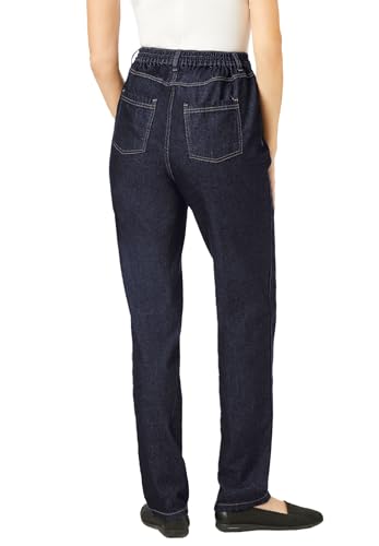 Woman Within Women's Plus Size Petite Perfect Cotton Back Elastic Jean - 22 WP, Medium Stonewash Blue