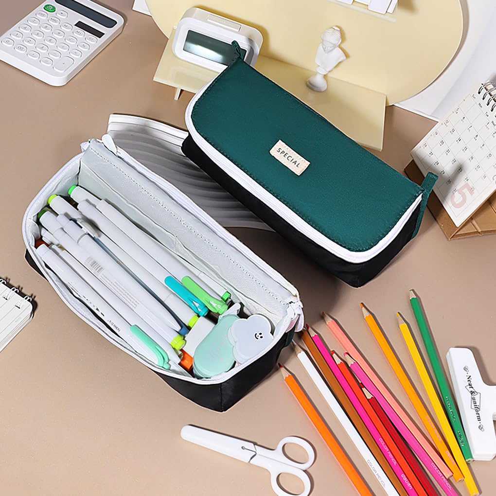 Oyachic Large Capacity Pencil Case,Wide Open Pencil Pouch,Asthetic Pencil Bag for Office,Marker,Stationery,Green 