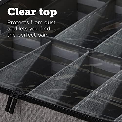StorageLAB Under Bed Storage Containers, 1-Pack Underbed Shoe Organizer with Adjustable Dividers, Clear Windows, and Sturdy Handles, Use as Clothes Organizer, Blanket Organizer, Toy Storage (Set of 1)