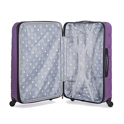 Rockland Melbourne Hardside Expandable Spinner Wheel Luggage, Purple, Checked-Medium 24-Inch