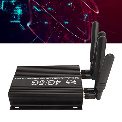 NGFF M.2 4G 5G Module to USB 3.0 Adapter with Cooling Fan, Dual SIM Card Slot High Gain Antenna Auxiliary Power Supply,3042 3052 Model M.2 Key B