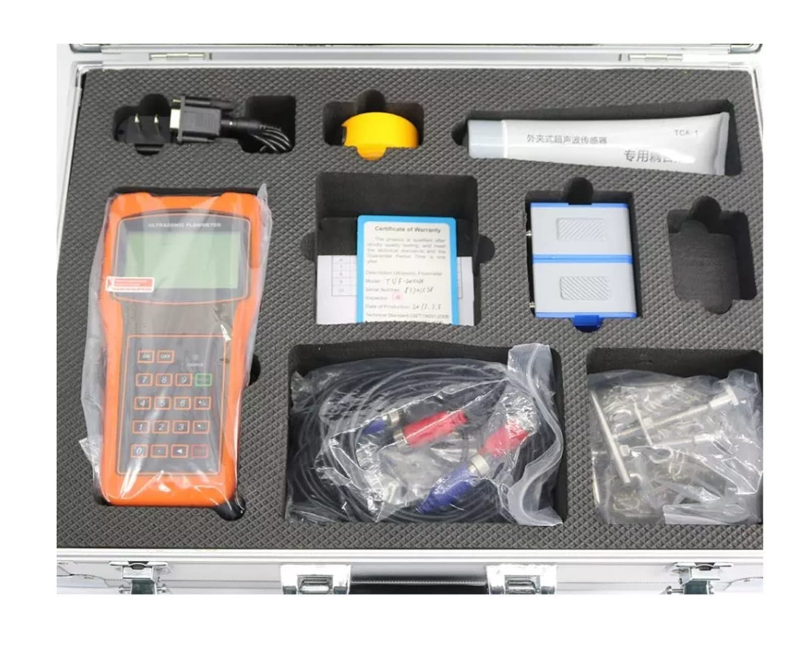 QYTEC Hose Timer Portable Digital Ultrasonic Liquid Flow Meter TUF-2000H with Standard Transducer TM-1 Measuring Range DN50-700mm Water Timer