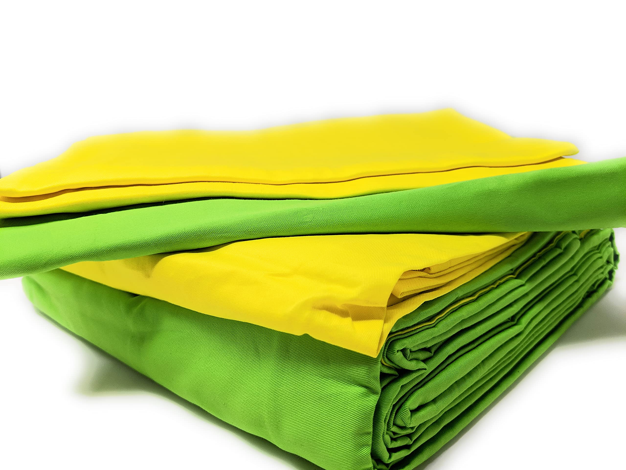 Tache 6 PC Cotton Reversible Solid Yellow & Green Lemon Lime Duvet Cover Set, Cal King